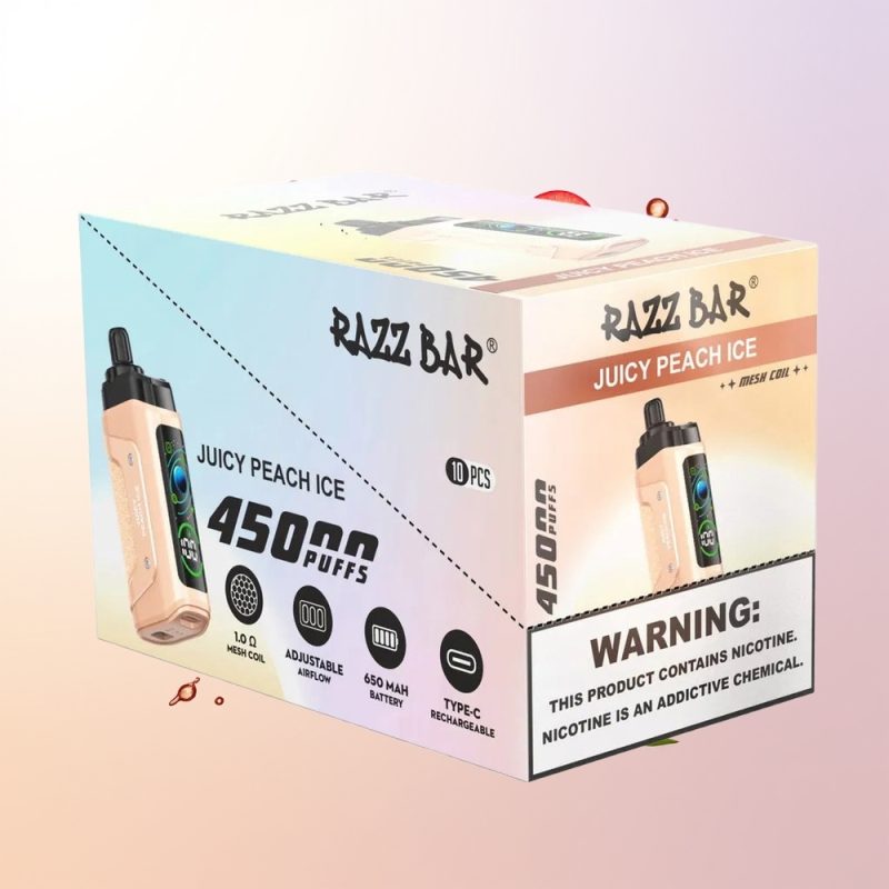 Razz Bar 45000 Puffs Juicy Peach Ice Disposable Vape - jnrvapeaustralia