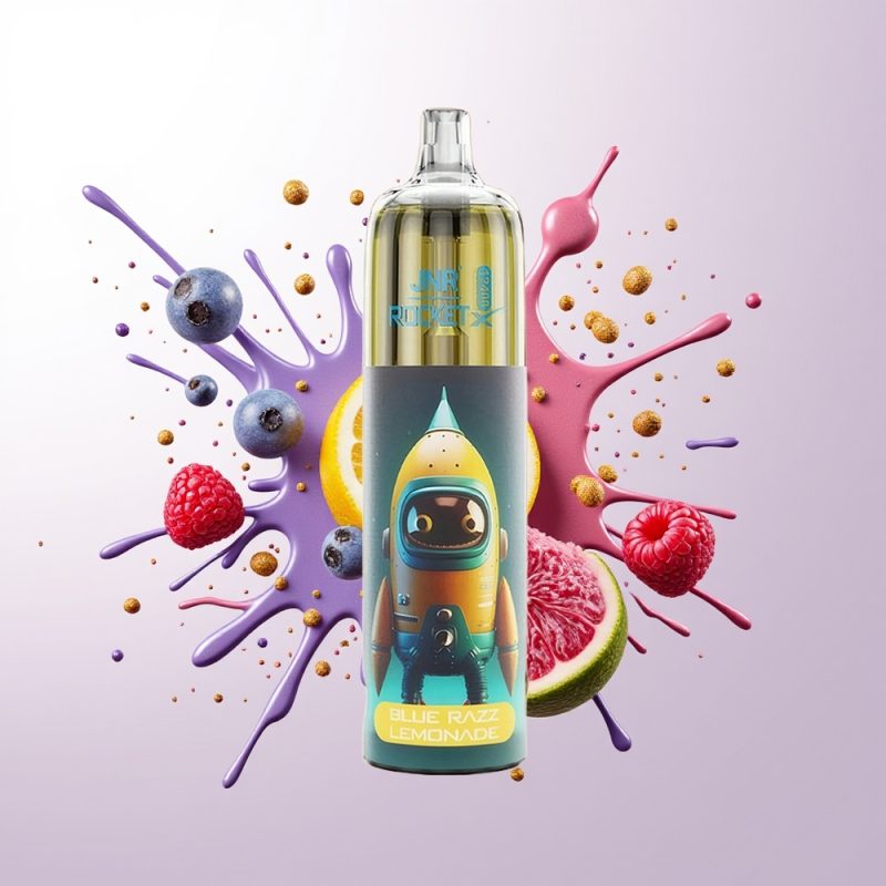 JNR Rocket-X 12400 Puffs Blue Razz Lemonade Adjustable Airflow RGB 1 ...